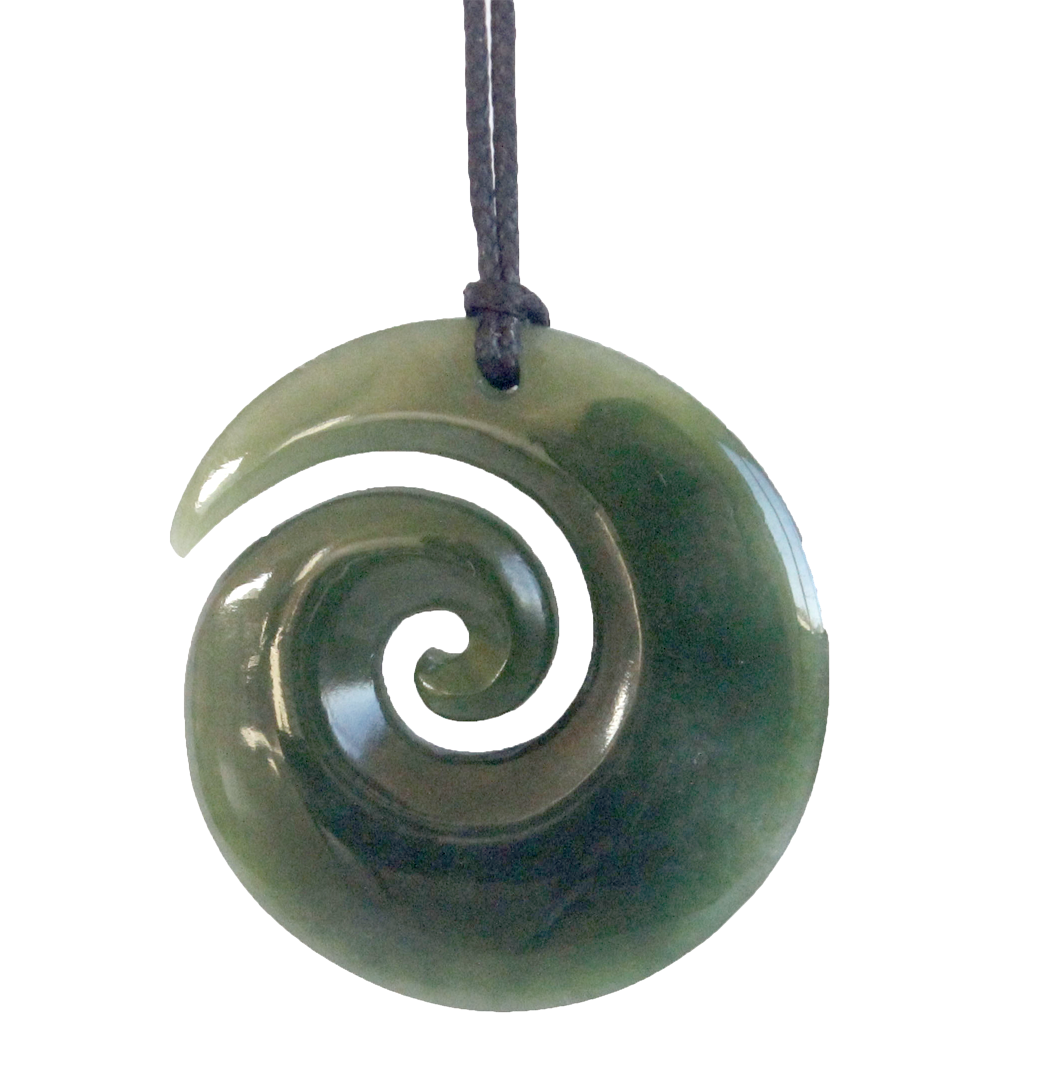 Polished 45mm Greensone (NZ Jade) Koru - Blue Penguin New Zealand Gifts