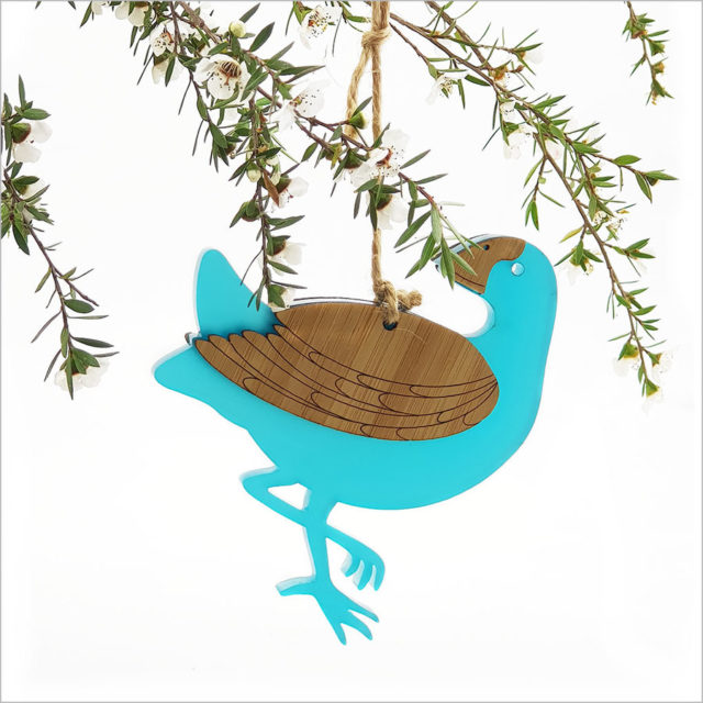 Bamboo Acrylic Ornament Pukeko - Blue Penguin New Zealand Gifts